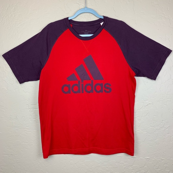 adidas | Shirts | Adidas Climalite Logo Graphic Tshirt Red Purple L ...